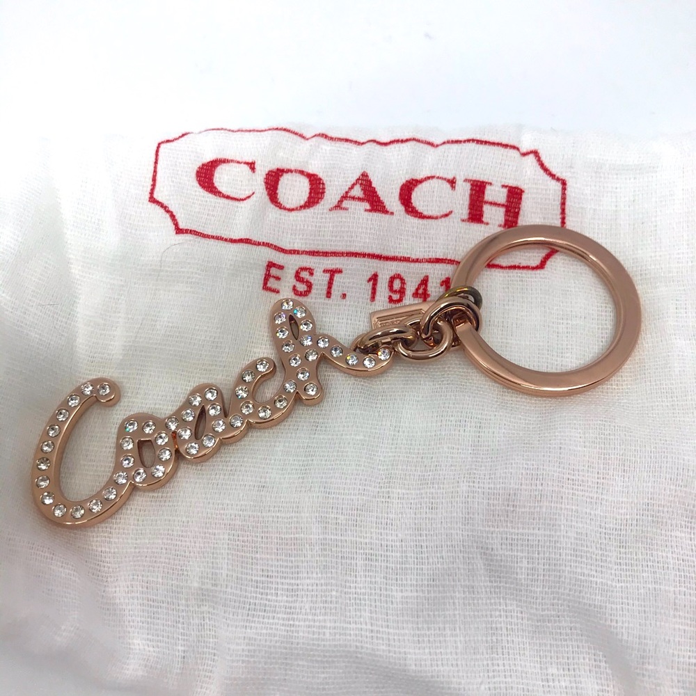 Coach Bedazzled Script Key Ring - Gem